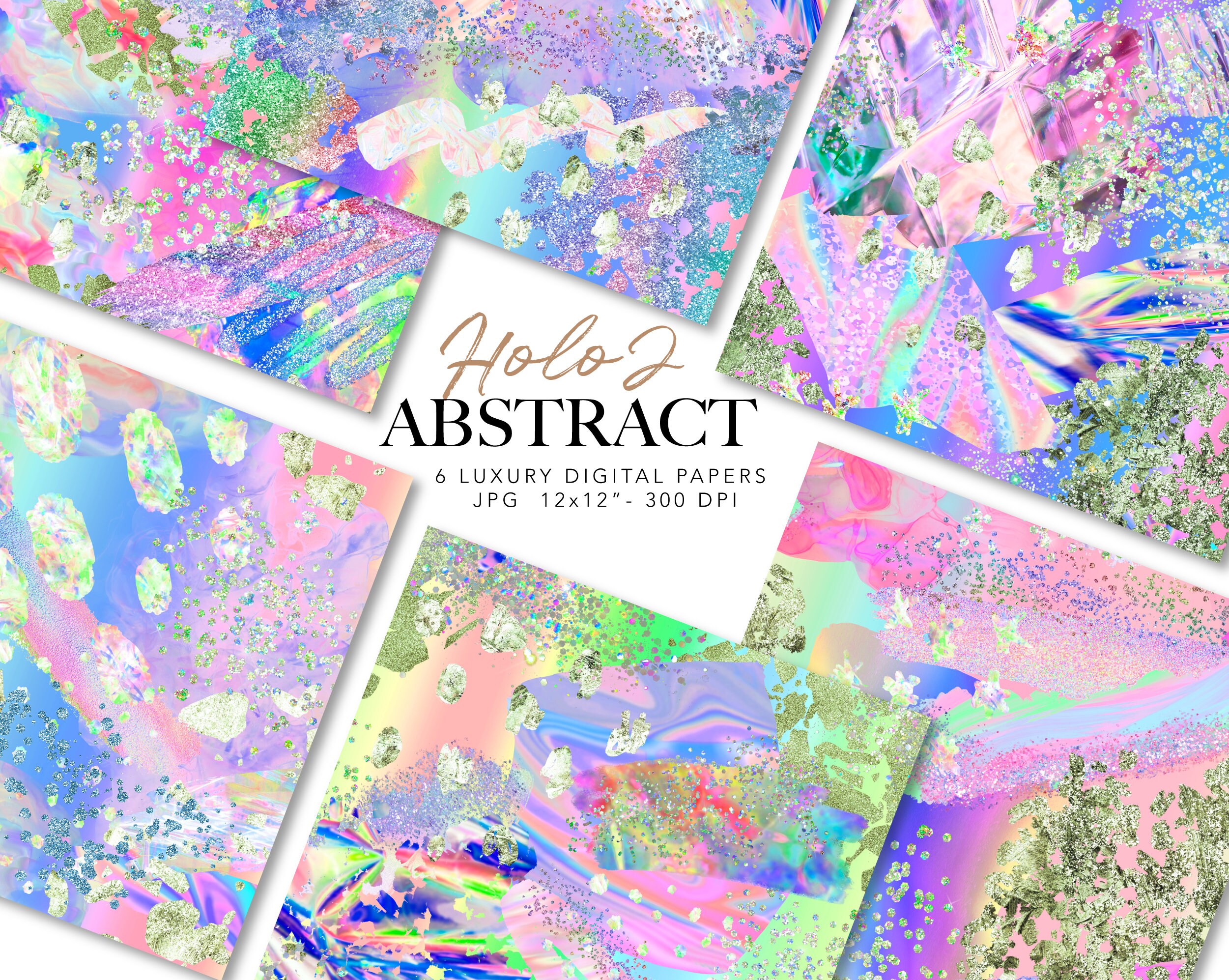 Iridescent Digital Paper Glitter Abstract Paper - Etsy