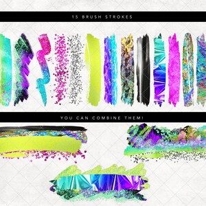 Neon Brush Strokes Clipart, Neon Clipart, Neon Paint Clipart ...