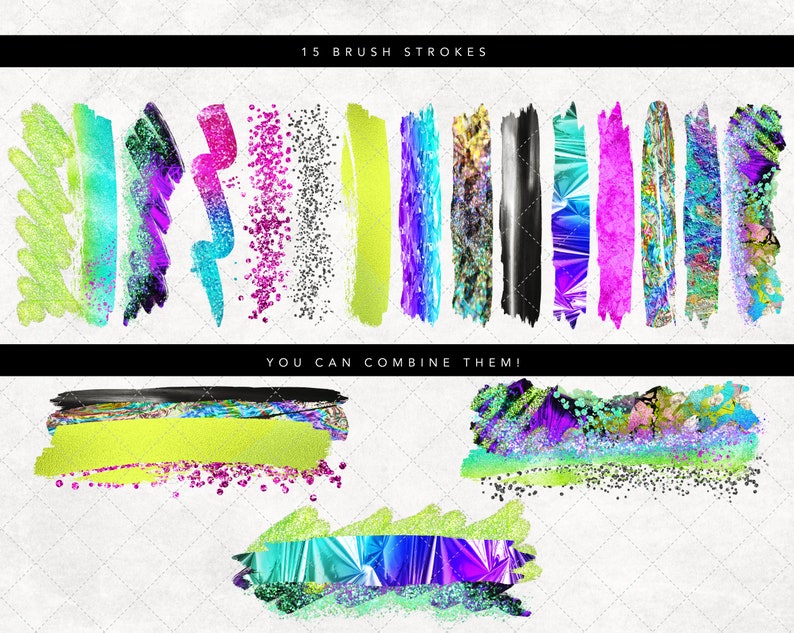 Neon Brush Strokes Clipart Neon Clipart Neon Paint Clipart - Etsy
