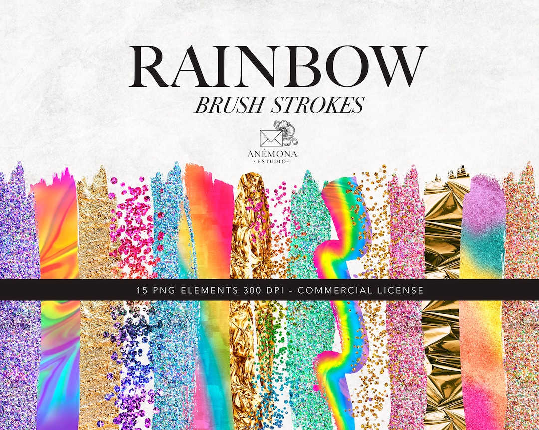 Rainbow Brush Strokes Clipart, Rainbow Clipart, Brushstrokes Clipart ...