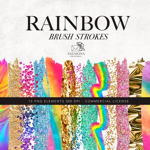 Rainbow Brush Strokes Clipart, Rainbow Clipart, Brushstrokes Clipart ...