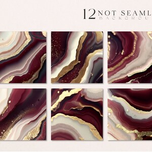 Agate Backgrounds, Burgundy Agate Gold Foil, Digital Paper Pack, Geode ...