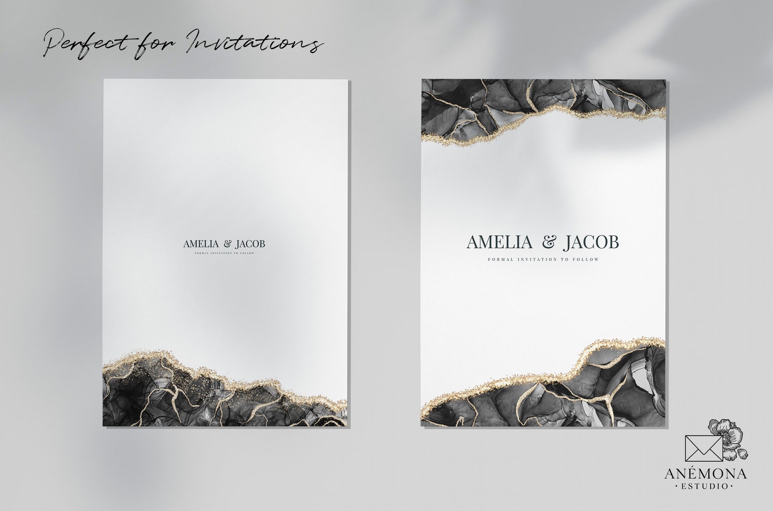 Black Agate Borders Clipart Watercolor Geode Clipart Gold | Etsy