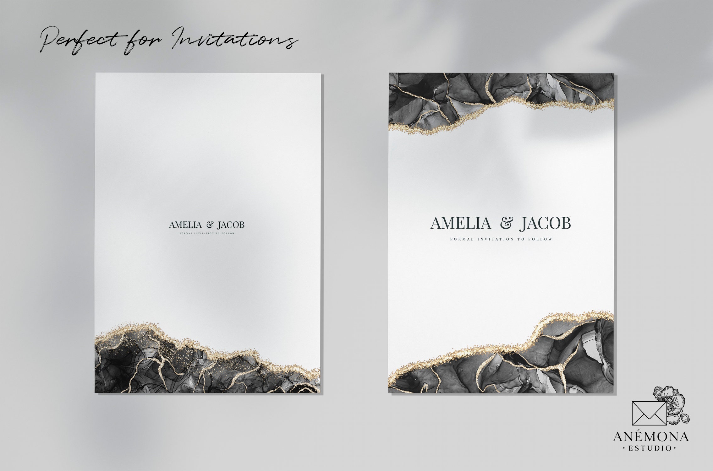 Black Agate Borders Clipart Watercolor Geode Clipart Gold - Etsy