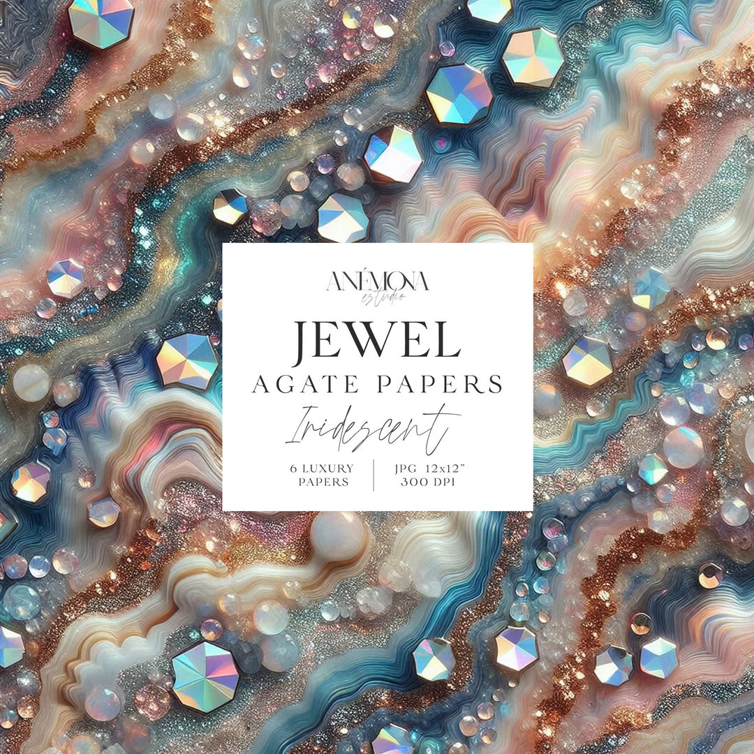 Holographic Jeweled Agate Digital Paper: Glitter Marble Texture ...