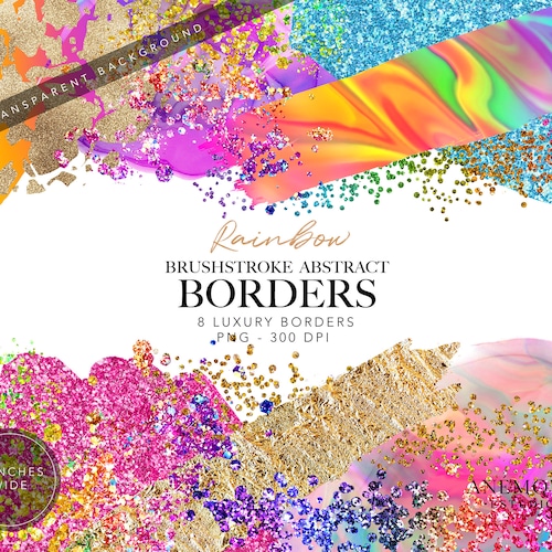 Watercolor Frame Clipart Rainbow Clip Art Frames Colorful - Etsy