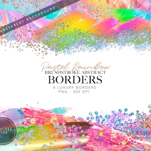Rainbow Borders Clipart - Glitter Border - Rainbow Digital Clipart ...