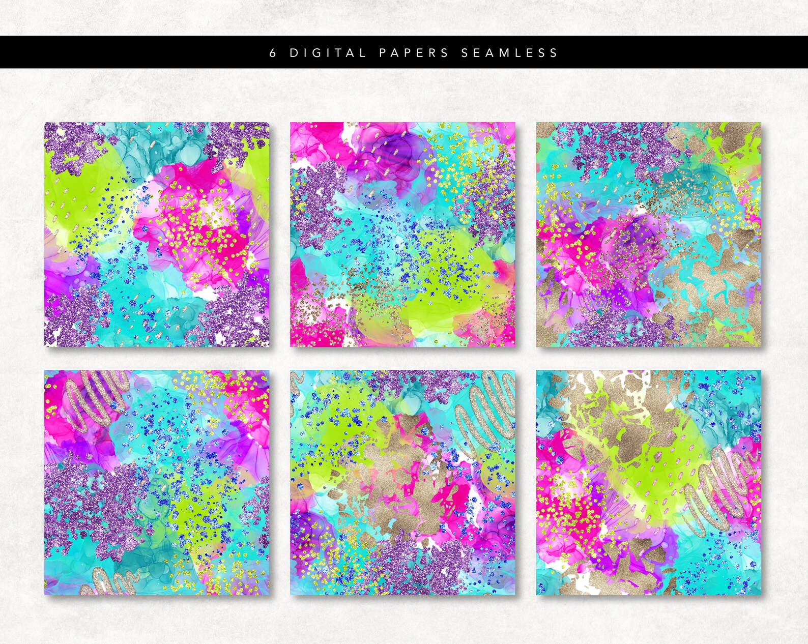 Neon Digital Paper Glitter Abstract Paper Colorful Alcohol - Etsy