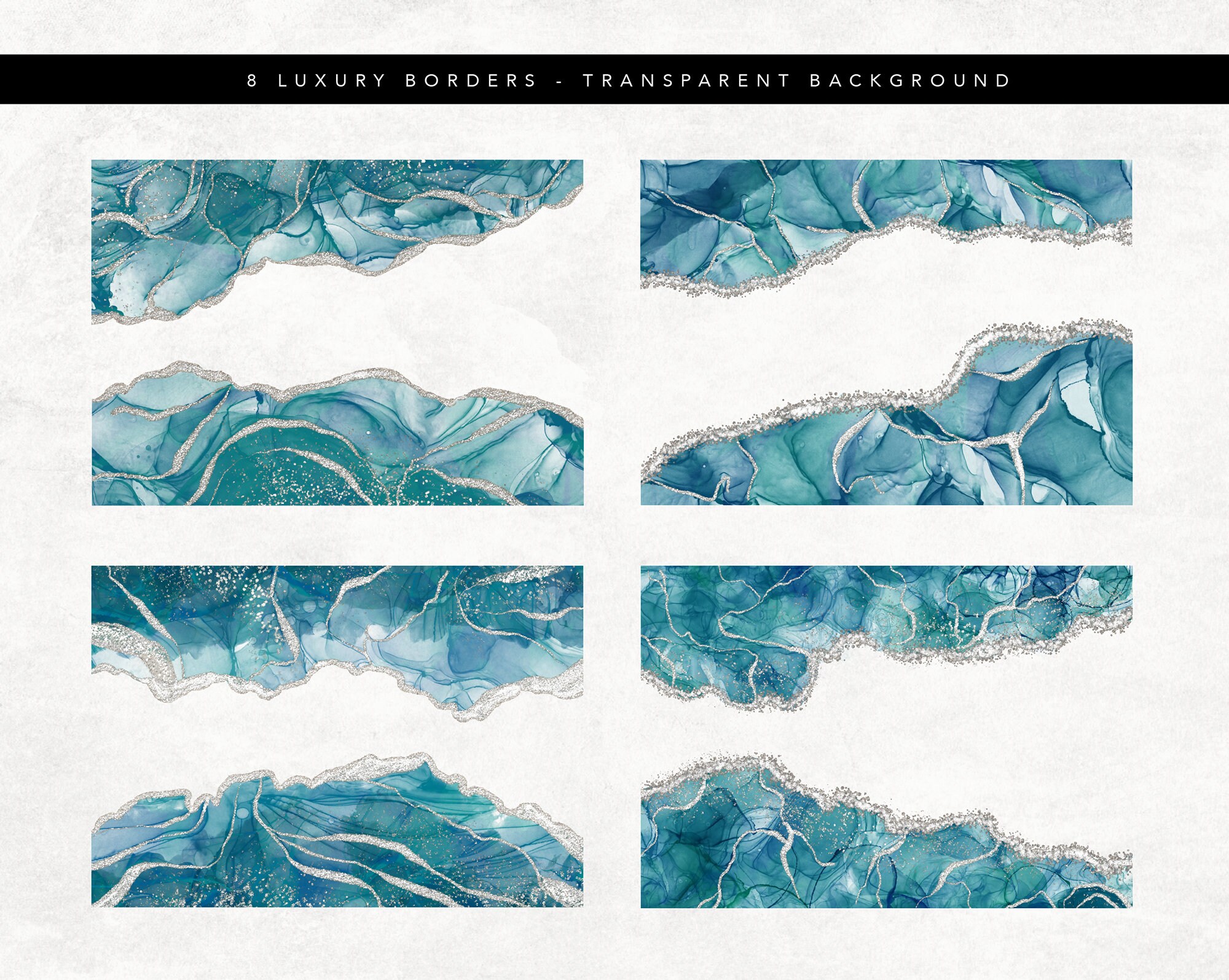 Turquoise Agate Borders Clipart Teal Watercolor Geode Clipart - Etsy