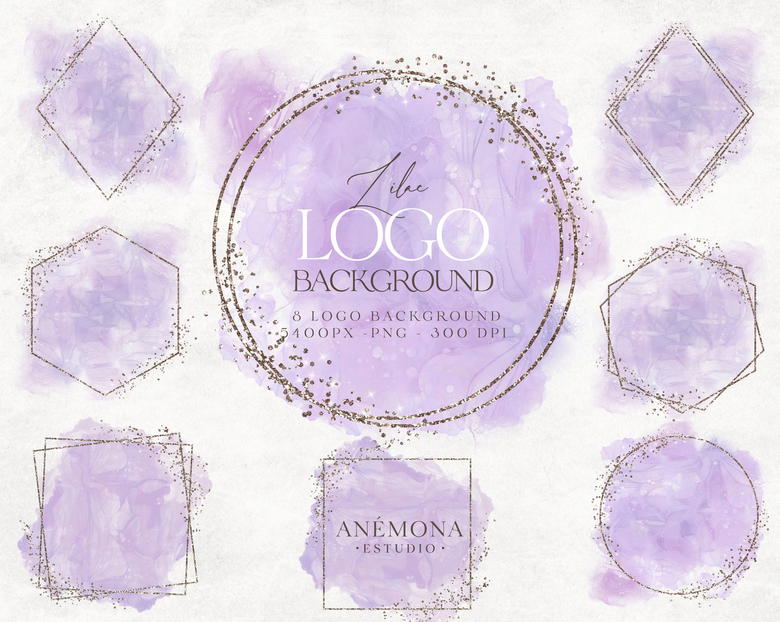 Purple Watercolor Clipart Gold Glitter Clipart Purple - Etsy