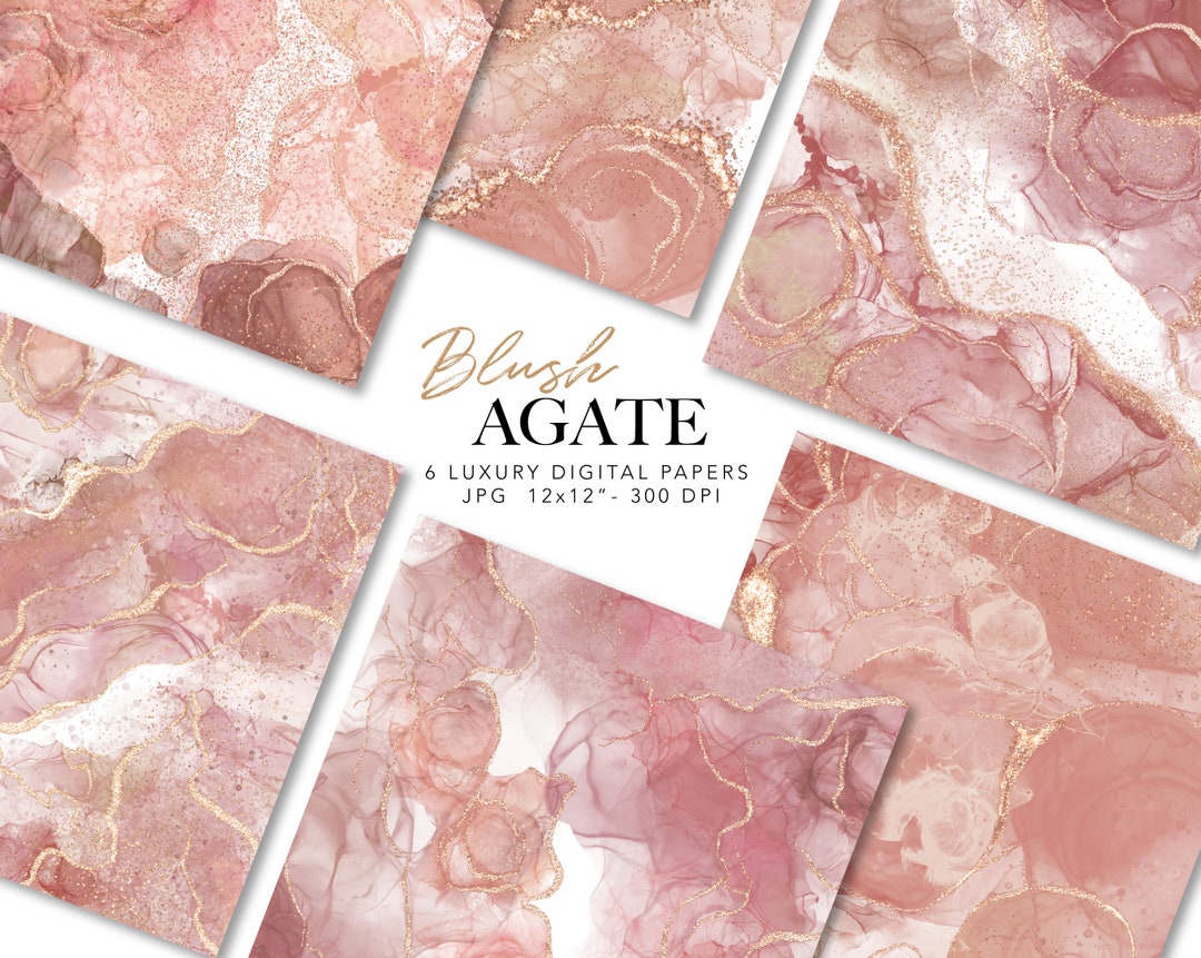 Blush Agate Digital Paper: Rose Gold Marble Texture (digital Download ...