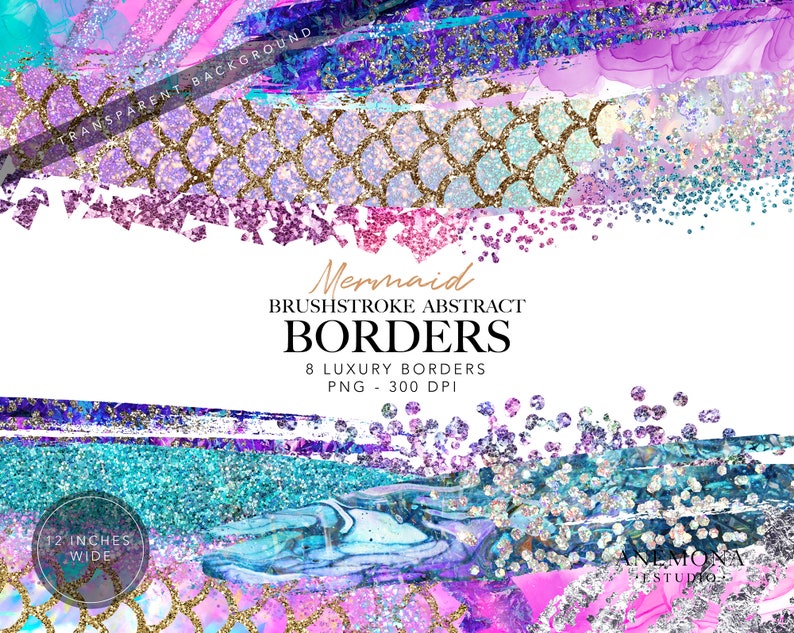 Mermaid Border Clipart Mermaid Overlays Mermaid Clipart - Etsy