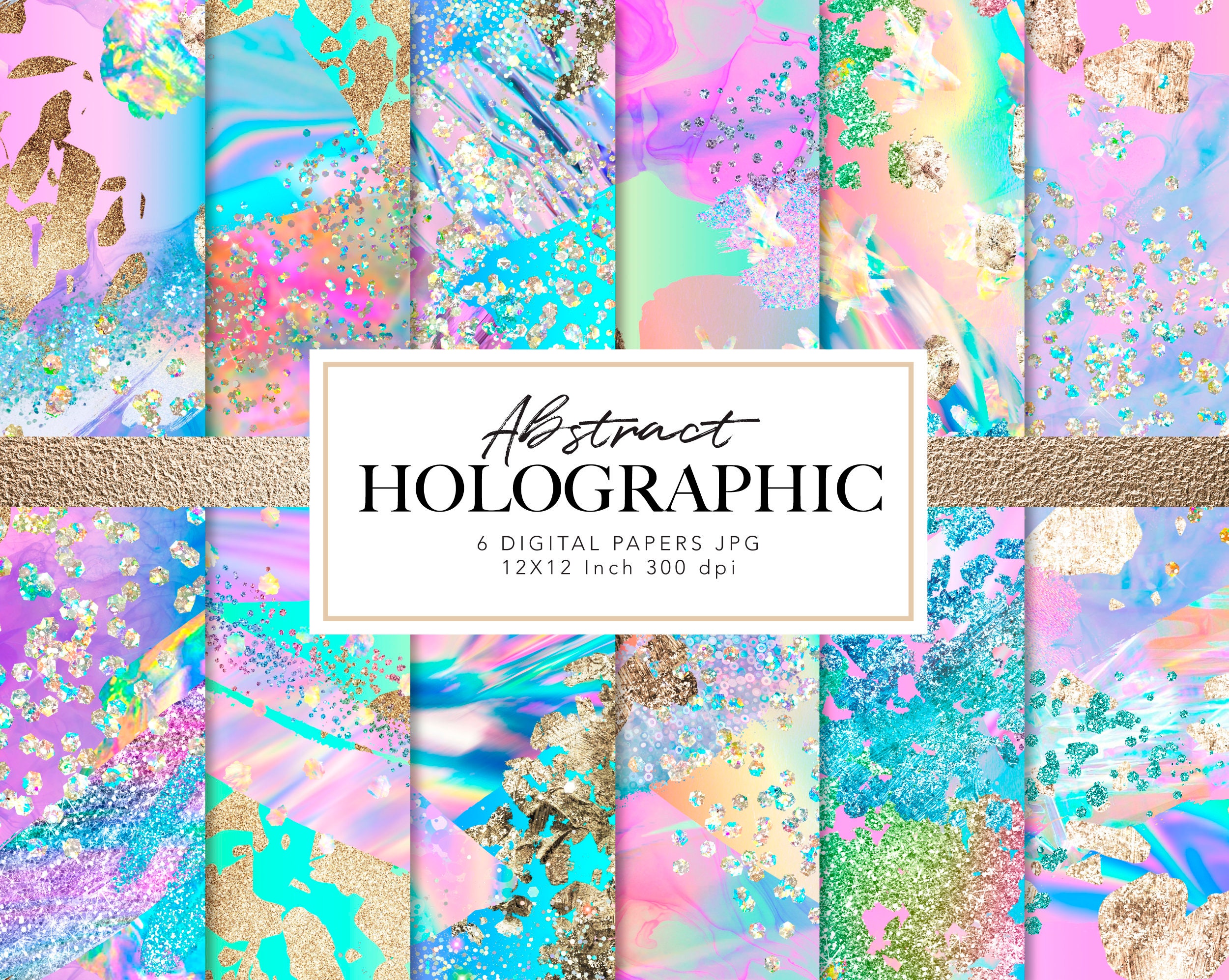 Iridescent Digital Paper Glitter Abstract Paper | Etsy