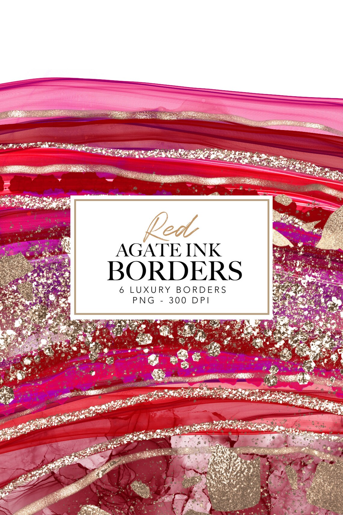 Red Agate Borders Clipart Red Watercolor Geode Clipart Gold - Etsy