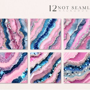 Pink Blue Sparkling Shiny Glitter Glamorous Digital Paper, Metallic ...