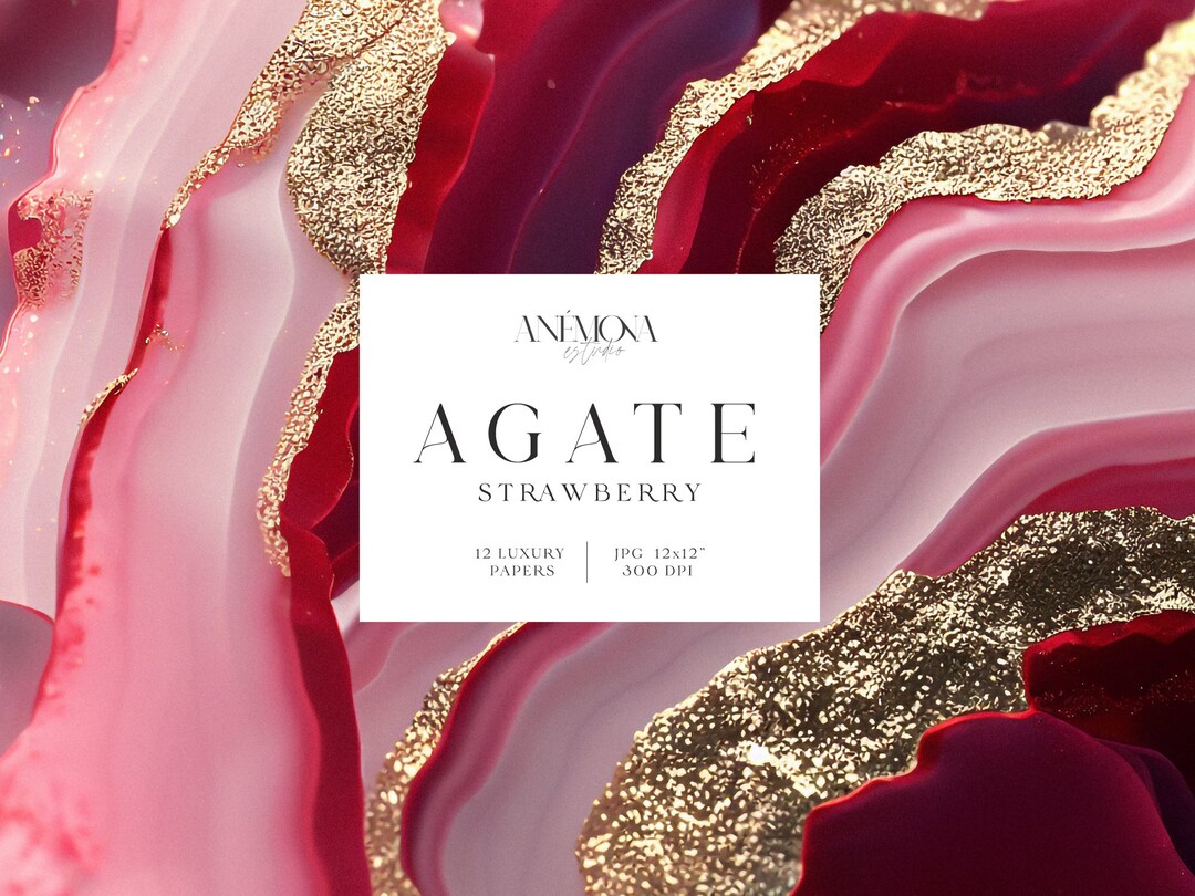 Agate Backgrounds, Pink and Red Agate Gold Foil, Digital Paper Pack ...