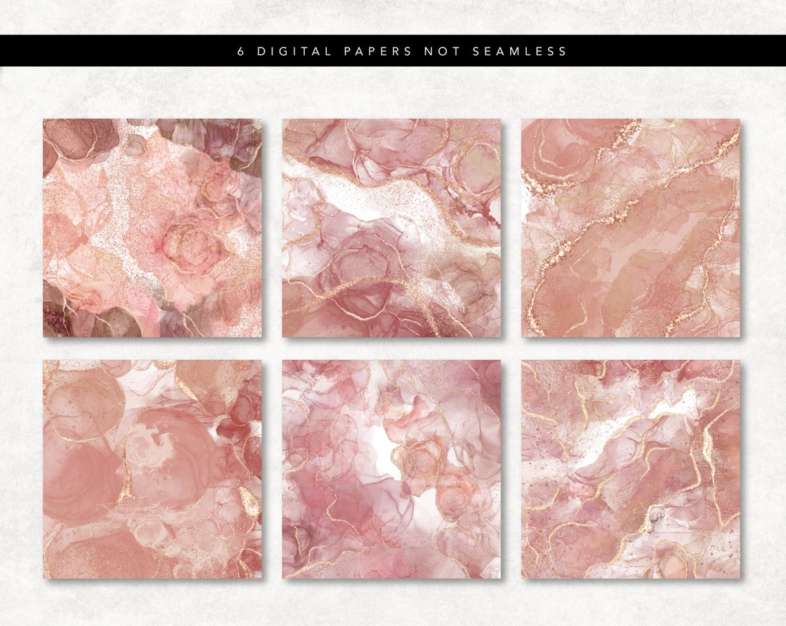 Blush Agate Digital Paper Rose Gold Marble Paper Blush - Etsy