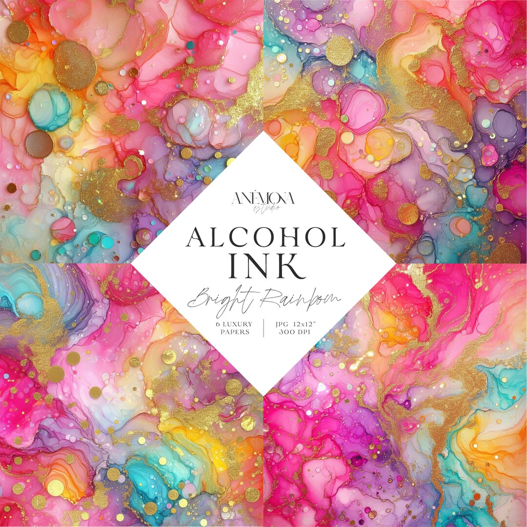 Rainbow Alcohol Ink Pattern, Liquid Paint Textures, Elegant and ...