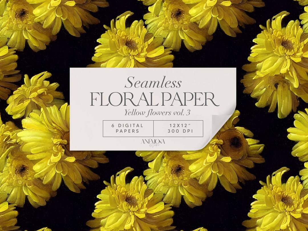 Yellow Flowers Digital Paper Flower Seamless Pattern - Etsy