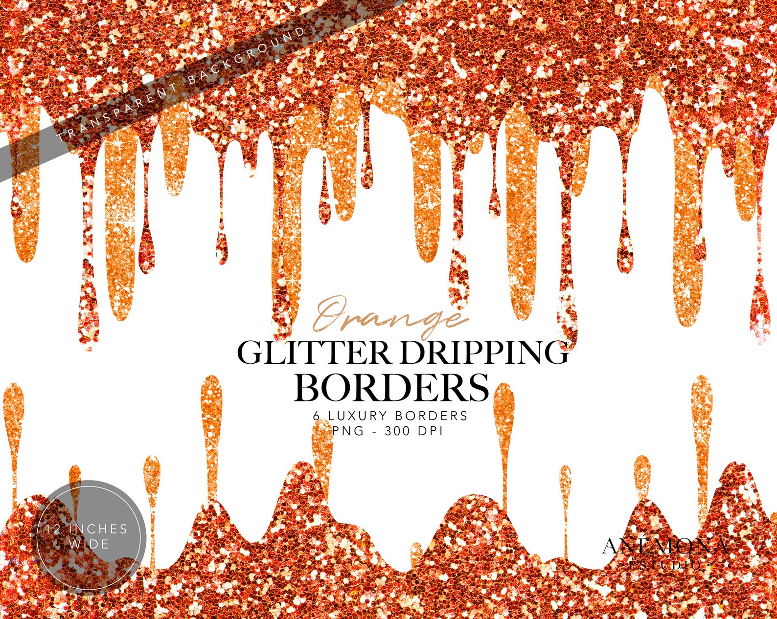 Orange Dripping Orange Drip Borders Drip Glitter Borders - Etsy