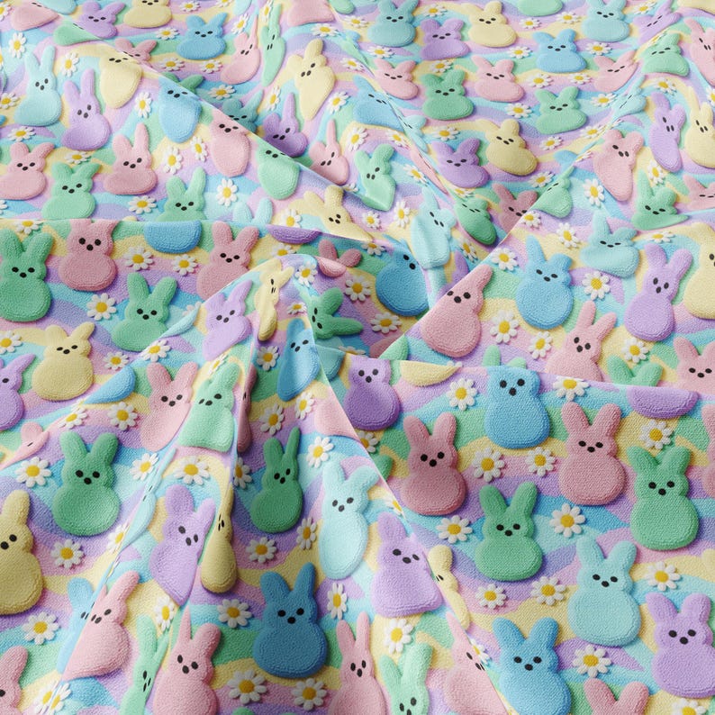 Easter Bunny Peep Pattern, Seamless Spring Digital Paper, Faux Yarn ...