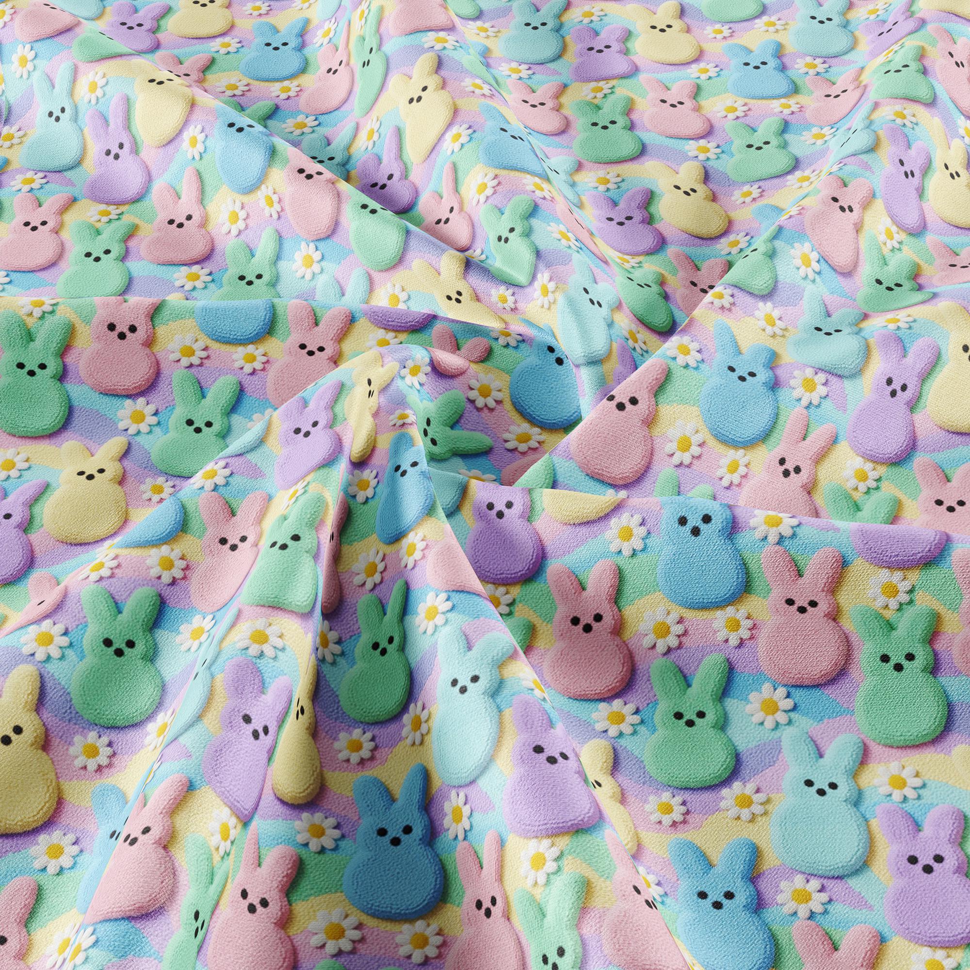 Easter Bunny Peep Pattern, Seamless Spring Digital Paper, Faux Yarn ...