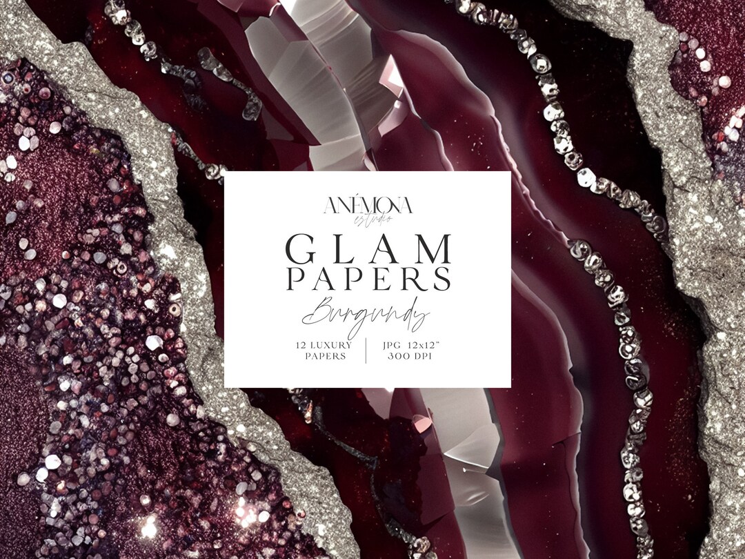 Burgundy Sparkling Shiny Glitter Glamorous Digital Paper, Metallic ...
