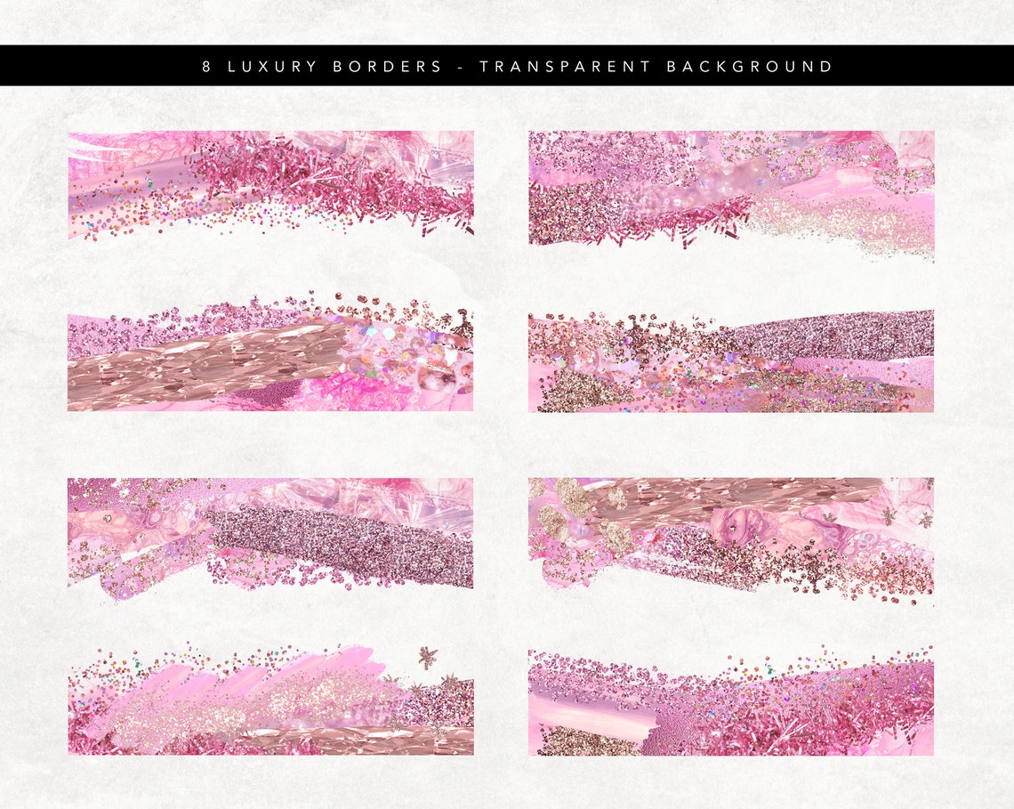 Pink Border Clipart Pink Foil Clipart Pink Glitter Border - Etsy