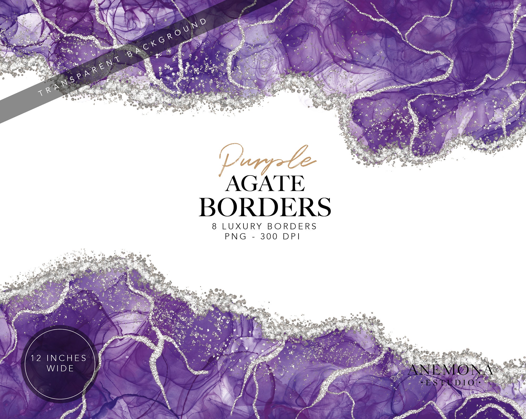 Purple Agate Borders Clipart Amethyst Watercolor Geode - Etsy