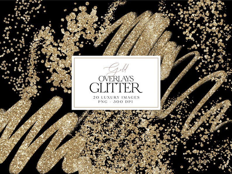 Gold Glitter Confetti Clipart: Shimmering Overlay Graphics (commercial ...