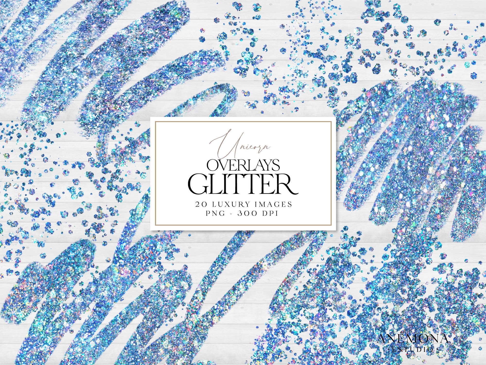 Unicorn Glitter Confetti Clipart Blue Glitter Overlays - Etsy