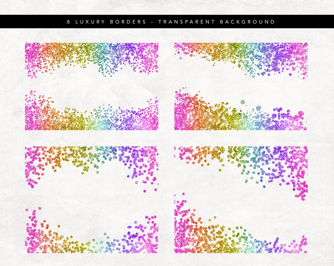 Glitter Rainbow Border Cipart Rainbow Frame Glitter Frame - Etsy