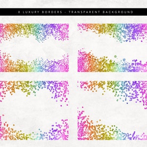 Glitter Rainbow Border Cipart - Rainbow Frame - Glitter Frame - Glitter ...