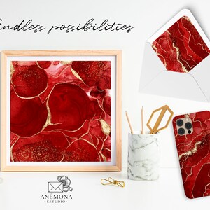 Red Agate Digital Paper - Red Marble Paper - Red Alcohol Ink Paper ...