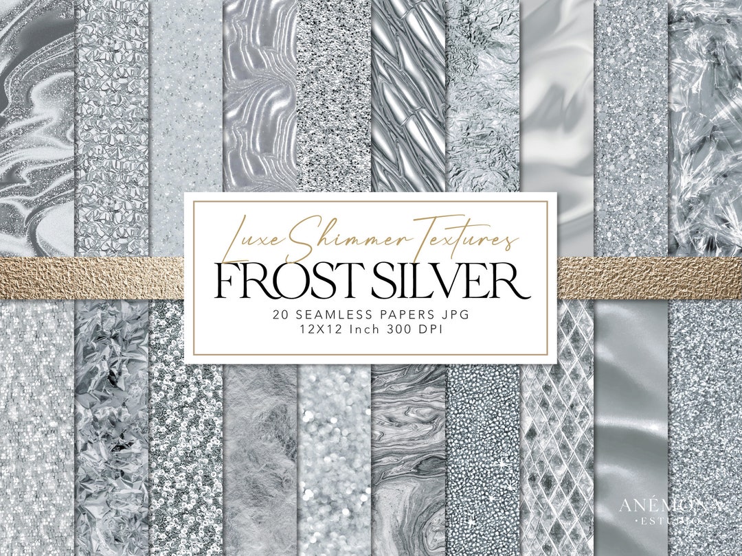 Silver Digital Paper, Silver Foil Paper, Silver Glitter, Seamless ...