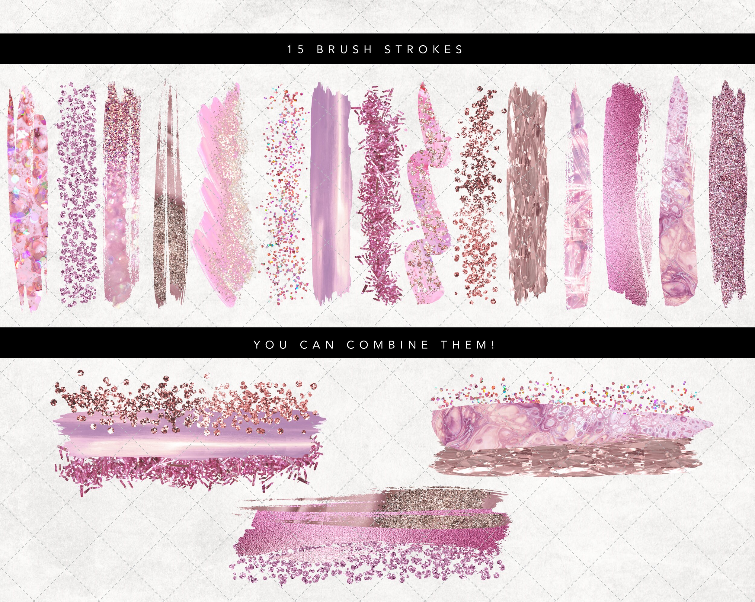 Pink Brush Strokes Clipart Pink Brushstrokes Clipart - Etsy