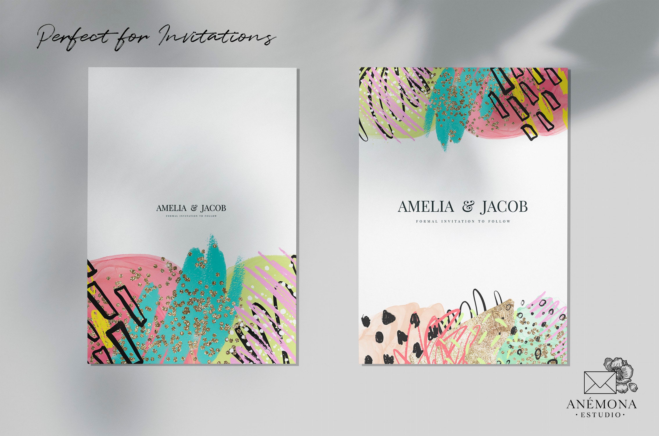 Retro Watercolor Border Clipart Glitter Border 80's | Etsy