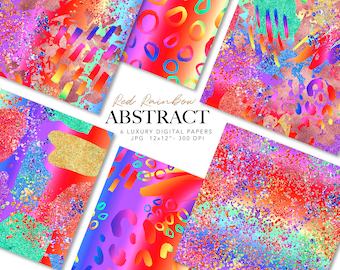 Neon Digital Paper Glitter Abstract Paper Colorful | Etsy