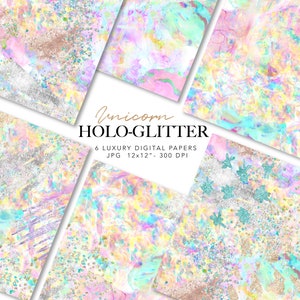 Holographic Glitter Paper - Digital Seamless Paper - Unicorn Digital ...