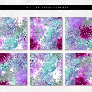 Purple and Aqua Digital Paper - Glitter Abstract Paper - Purple Alcohol ...