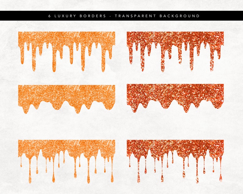 Orange Dripping Orange Drip Borders Drip Glitter Borders - Etsy