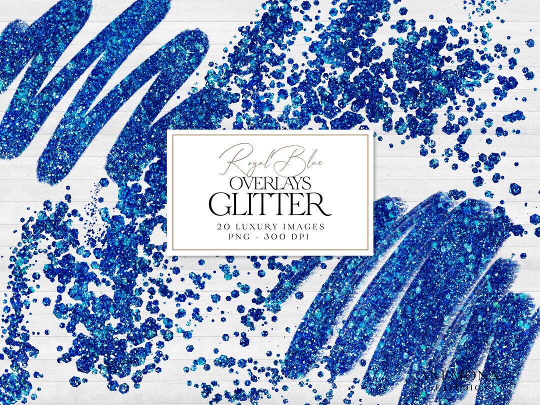 Royal Blue Glitter Confetti Clip Art: Shimmer Overlays (PNG Digital ...