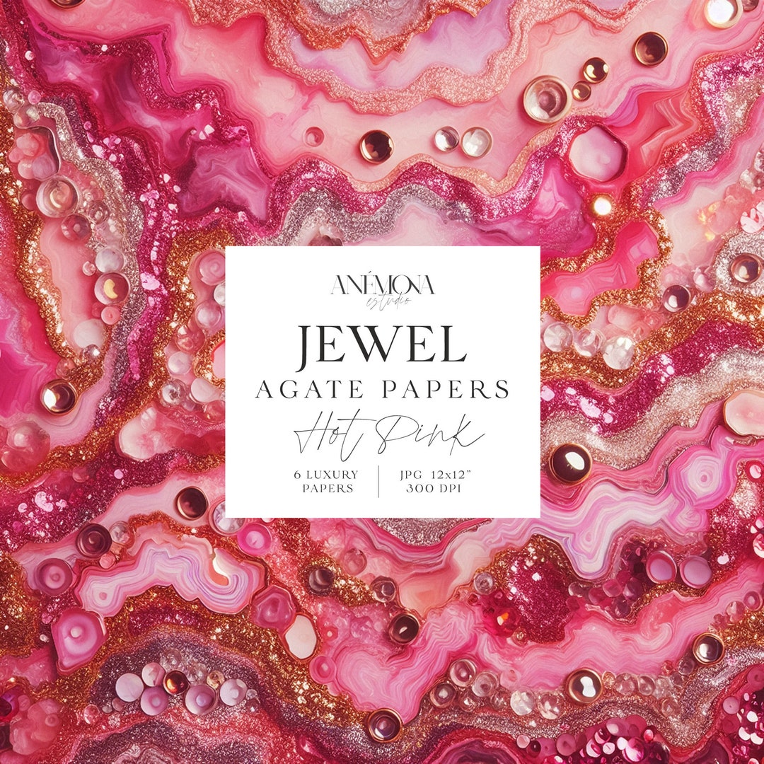 Hot Pink Jeweled Agate Digital Paper: Glitter Marble Texture (digital ...