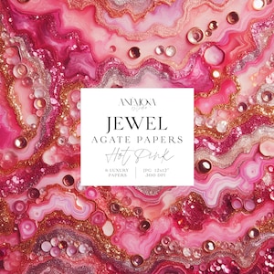Hot Pink Jeweled Agate Digital Paper: Glitter Marble Texture (digital ...