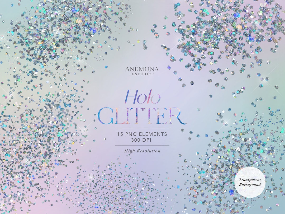 Holographic Glitter Clipart: Rainbow Sparkle PNG Overlays (commercial ...