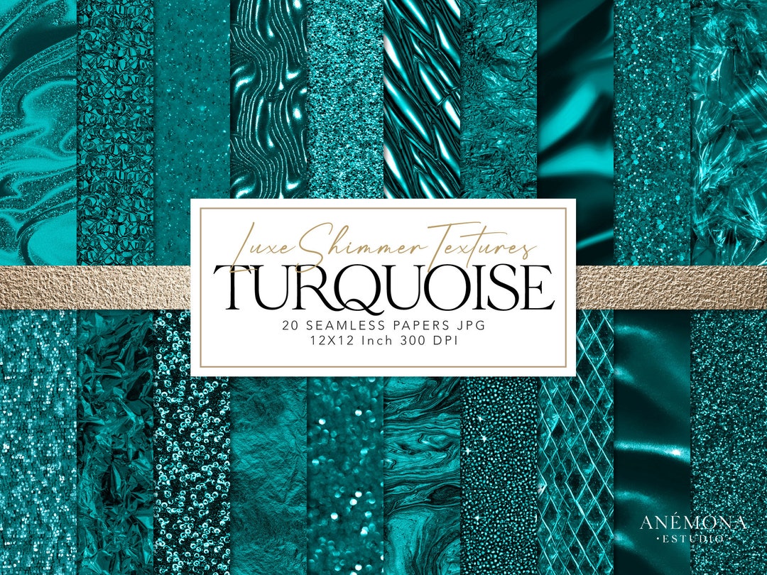Turquoise Digital Paper, Turquoise Foil Paper, Turquoise Glitter Paper ...