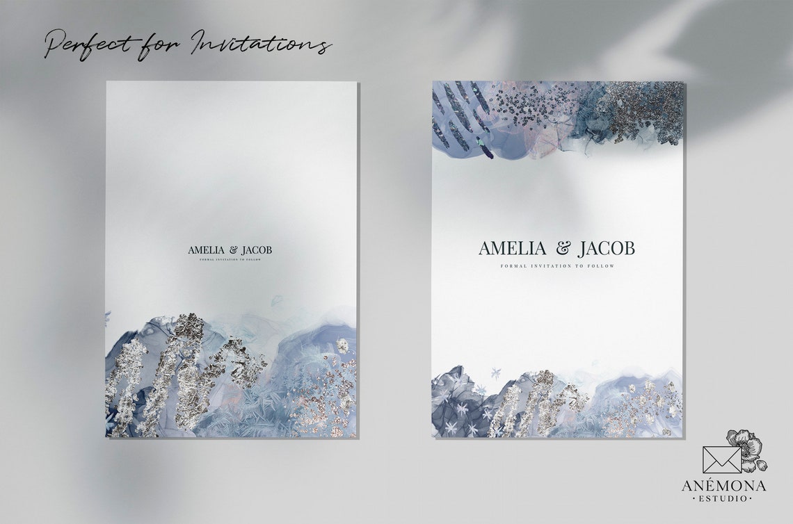 Frosted Winter Watercolor Border Clipart Glitter Border - Etsy