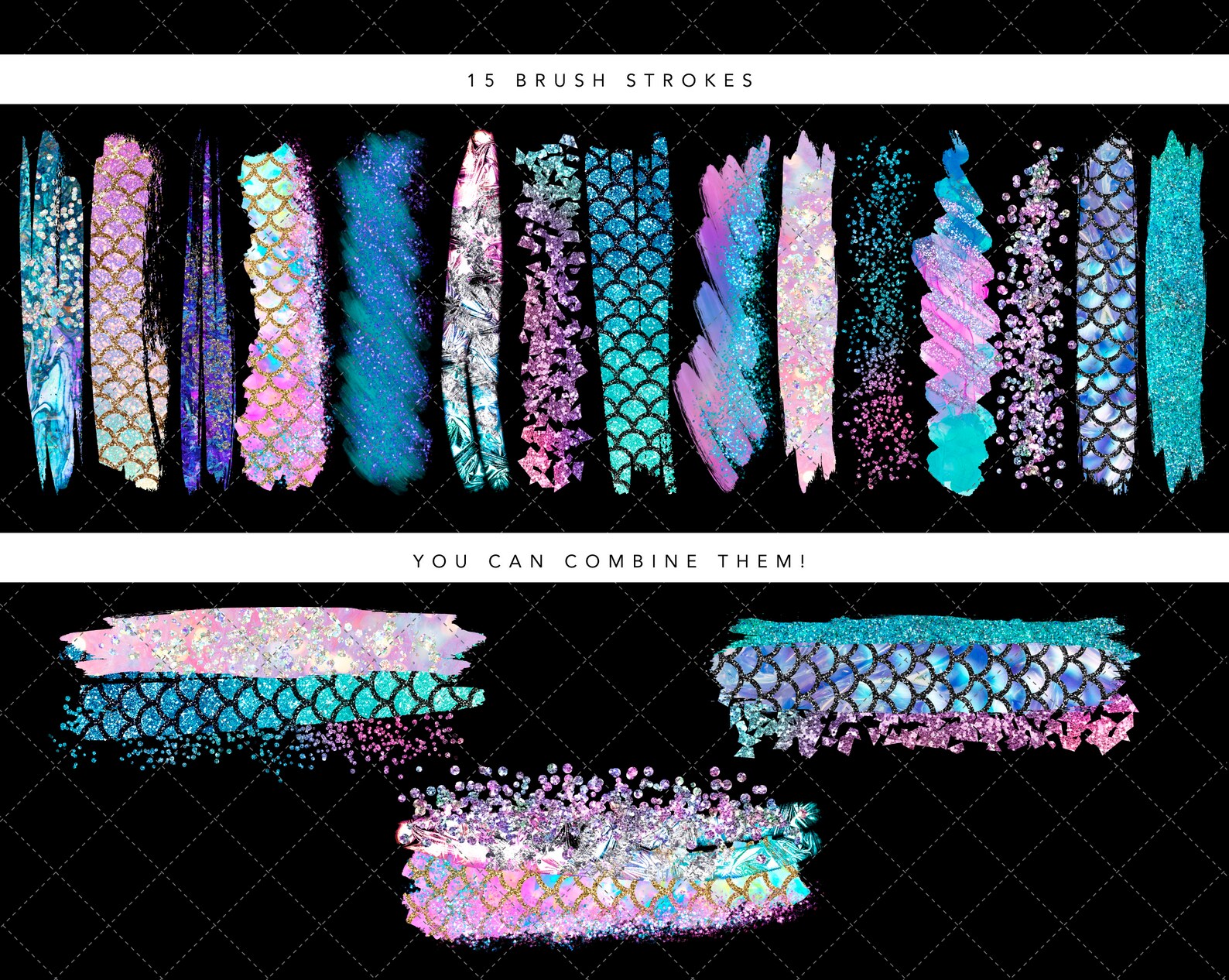 Mermaid Brush Strokes Clipart Mermaid Clipart Brushstrokes - Etsy