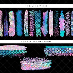 Mermaid Brush Strokes Clipart, Mermaid Clipart, Brushstrokes Clipart ...