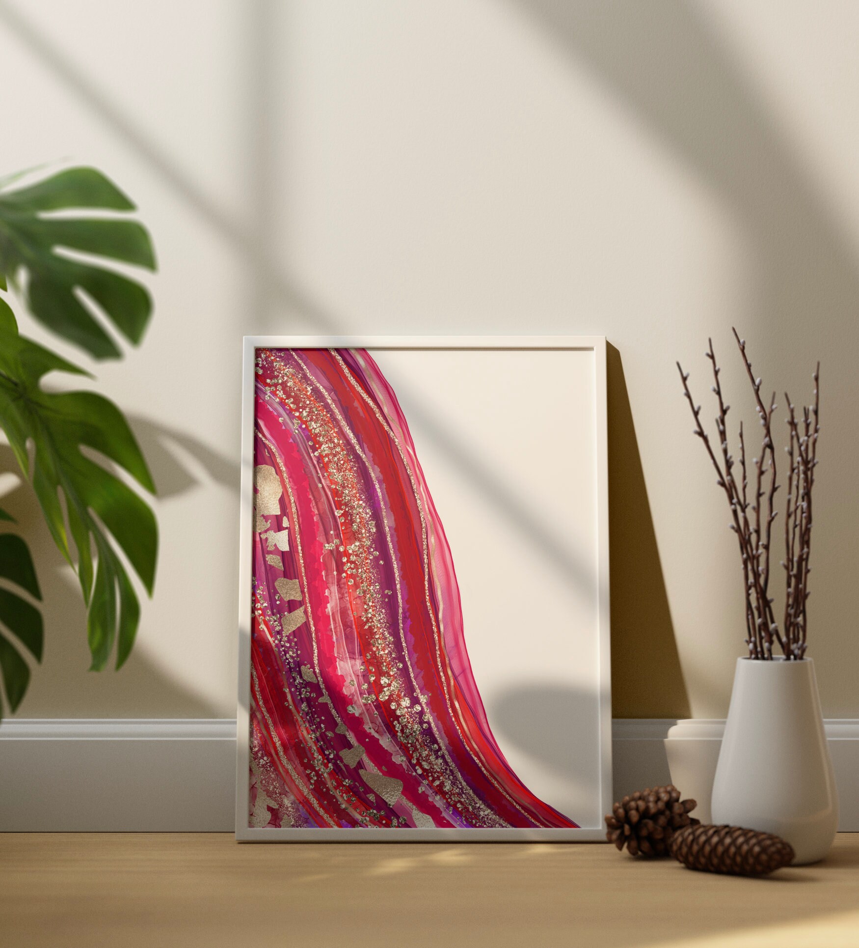 Red Agate Borders Clipart Red Watercolor Geode Clipart Gold - Etsy